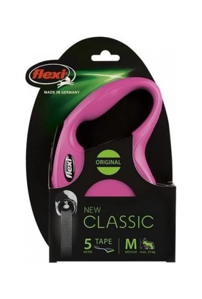 Flexi New Classic M 5M Şerit Pembe Max. 25 kg Flexi New Classic M 5M Şerit Pembe Max. 25 kg