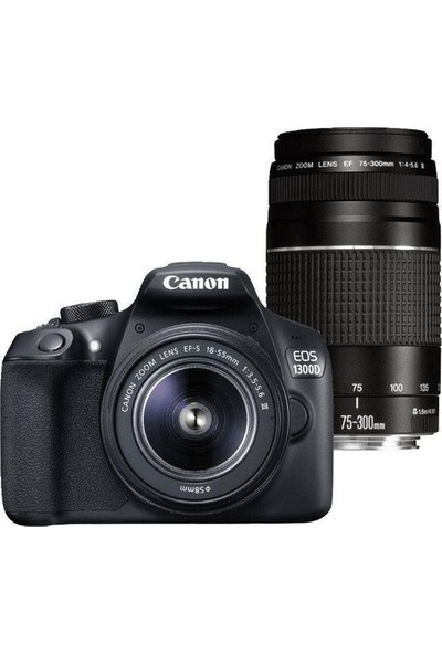 Canon Canon Eos 1300D 18-55 Mm + 75-300 Mm Dc Double Lens Dijital Slr Fotoğraf Makinesi (Canon Eurasia Garantili ) Canon Canon Eos 1300D 18-55 Mm + 75-300 Mm Dc Double Lens Dijital Slr Fotoğraf Makinesi (Canon Eurasia Garantili )