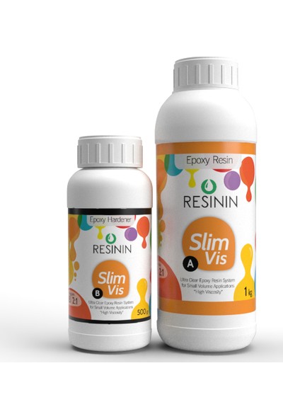 Resinin Slim Vis 1500 Gr A+B Yoğun Kıvamlı Şeffaf Epoksi Reçine (1 Kg Reçine + 500 Gr Sertleştirici) Resinin Slim Vis 1500 Gr A+B Yoğun Kıvamlı Şeffaf Epoksi Reçine (1 Kg Reçine + 500 Gr Sertleştirici)