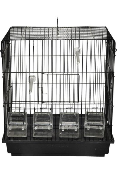 Canser 4 Yemlikli Siyah Kanarya Kafesi+Tül+Suluk+Mamalık+Gaga Taşı Canser 4 Yemlikli Siyah Kanarya Kafesi+Tül+Suluk+Mamalık+Gaga Taşı