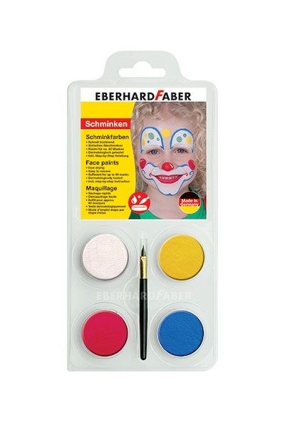 Eberhard Faber Yüz Boyası 4 Renk Palyaço Fırçalı Yüz Boyası Eberhard Faber Yüz Boyası 4 Renk Palyaço Fırçalı Yüz Boyası