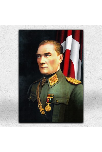 İyi Olsun Atatürk Portresi Askeri Üniformalı Kanvas Tablo