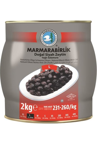 Marmarabirlik (L) 231-260 Kalibre Yağlı Siyah Zeytin 2 kg