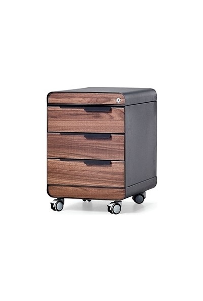 Uzay Ofis Ore 04 - 3 Çekmeceli Keson - Maribo Ceviz -Antrasit