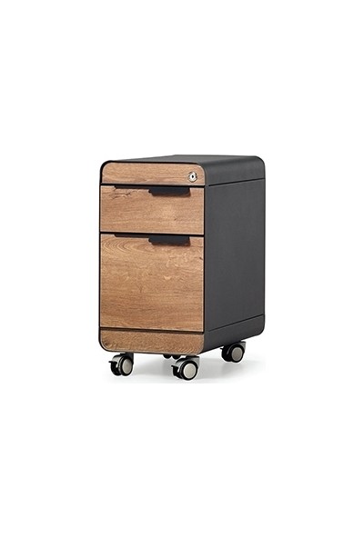 Uzay Ofis Ore 01 Mini 2 Çekmeceli Keson - Kafkas Meşe - Antrasit