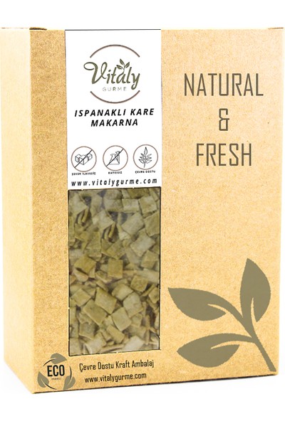Vitaly Gurme Doğal Ispanaklı Kare Makarna 300 gr Vitaly Gurme Doğal Ispanaklı Kare Makarna 300 gr