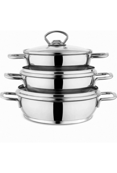 Schafer Cookhaus 6 Parça Çelik Sahan Seti-Gümüş Schafer Cookhaus 6 Parça Çelik Sahan Seti-Gümüş