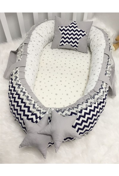 Modastra Baby Nest Lacivert Zigzag ve Gri Yıldız Kombin Lüx Baby Nest Modastra Baby Nest Lacivert Zigzag ve Gri Yıldız Kombin Lüx Baby Nest