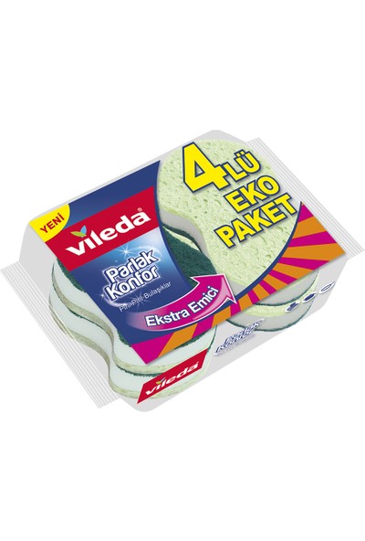 Vileda Parlak Konfor Bulaşık Süngeri Oluklu 4 Adet