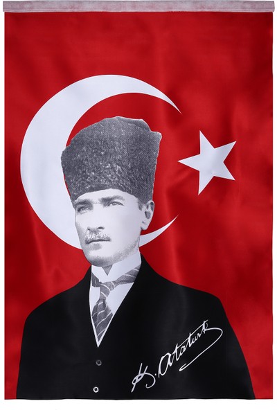 Koşan Türk Bayrağı Atatürk Posterli 100 x 150 cm Koşan Türk Bayrağı Atatürk Posterli 100 x 150 cm