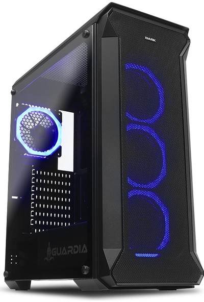 Dark Guardian 4x12cm RGB Led Fanlı Cam Yan Panelli USB 3.0 Bilgisayar Kasası (DKCHGUARDIAN) Dark Guardian 4x12cm RGB Led Fanlı Cam Yan Panelli USB 3.0 Bilgisayar Kasası (DKCHGUARDIAN)
