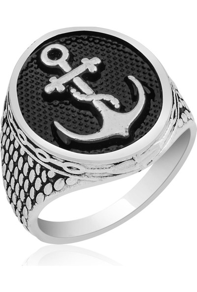 Ervanur Gümüş Kaplama Çapa Erkek Yüzük