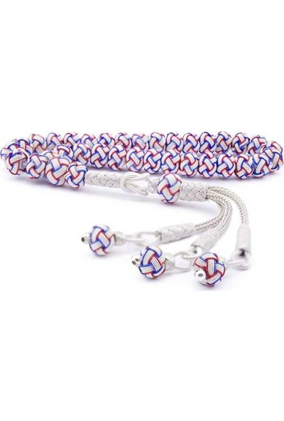 Gumush Mavi Kırmızı Beyaz Gümüş Trabzon Kazaziye Tesbih