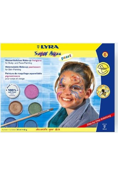 Lyra Super Aqua Pearl Fırçalı Tablet Yüz Boyası 6 Renk Lyra Super Aqua Pearl Fırçalı Tablet Yüz Boyası 6 Renk