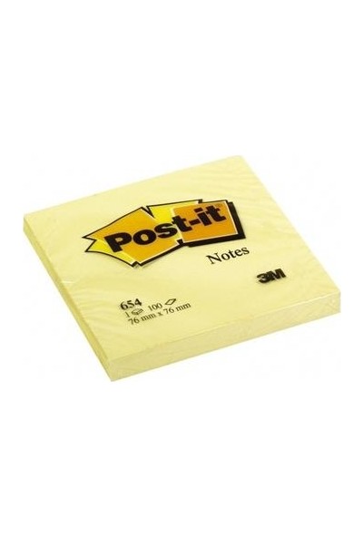 Post-It Yapışkanlı Not K. Sarı 76X76Mm 654 Post-It Yapışkanlı Not K. Sarı 76X76Mm 654
