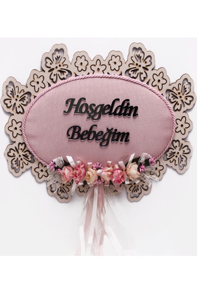 Lora Kuru Çiçekli Ahşap Kapı Süsü M12