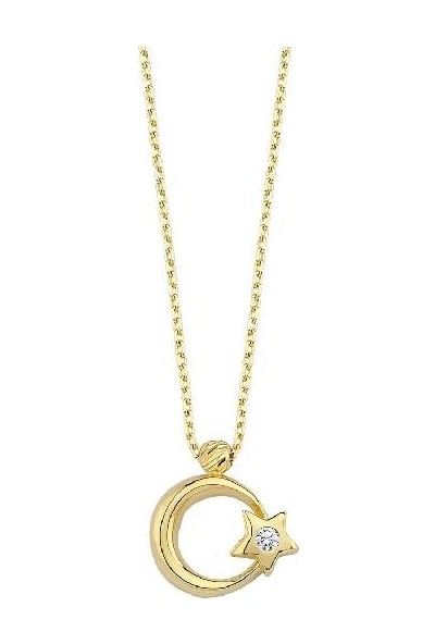 Altınbaş Altın Ay Yıldız Kolye