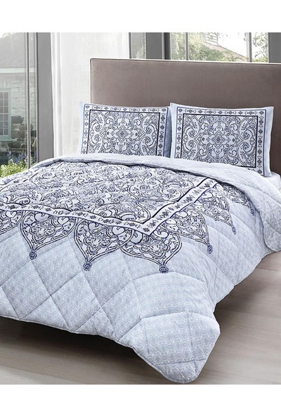 Taç Yorgan Seti Çift Kişilik Ranforce Marcela Mavi