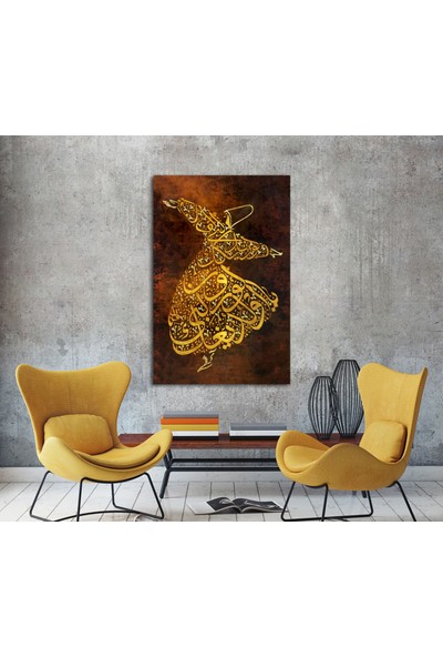 Tablosan Lale ve Semazen Kabartma Uygulamalı Kanvas Tablo