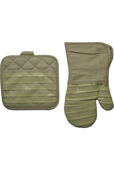 Giz Home Lüks Silikon Mutfak Eldiveni Bej Çizgili