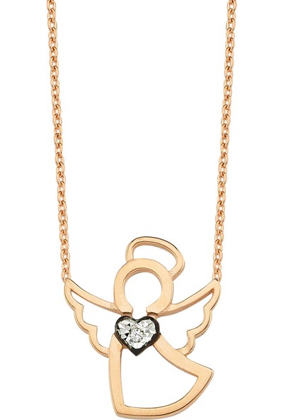 Altınbaş Elmas Kalpli Melek Kolye