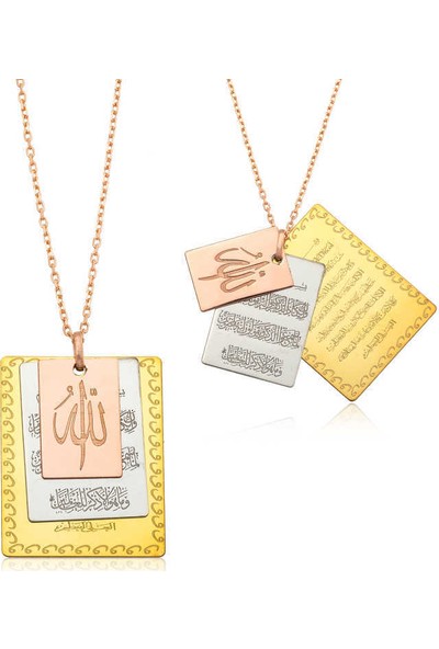 Tesbihayal Gümüş Ayetel Kürsi, Nazar Duası ve Allah Yazılı Bayan Kolye