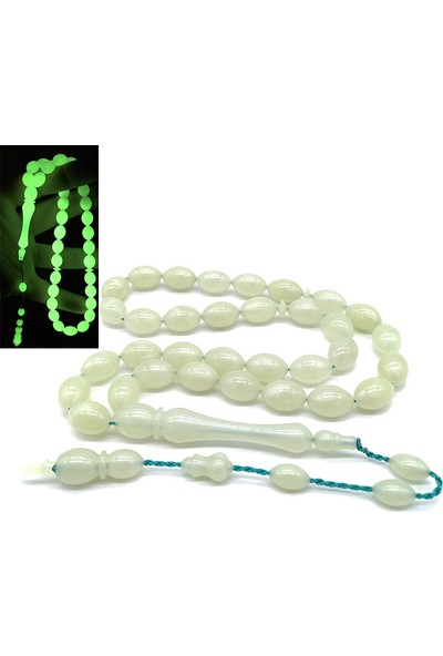 Tesbihayal Kedi Gözü Fosforlu Yeşil Bukalemun Toz Kehribar Tesbih