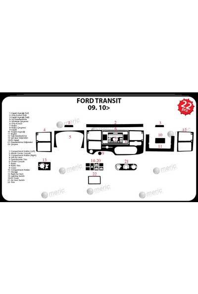 Meriç Ford Transit Maun Kaplama 2010-2014 22 Parça