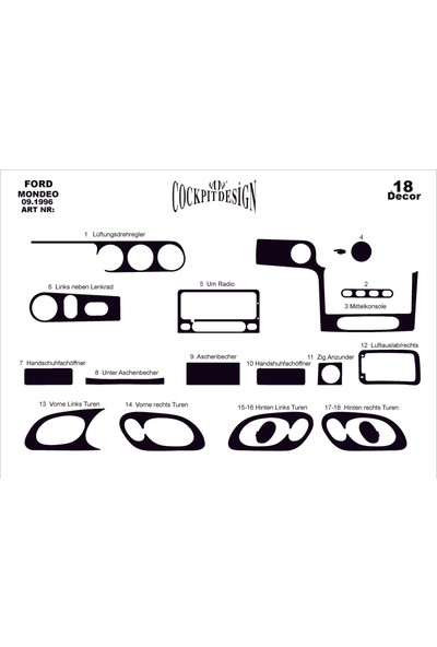 Meriç Ford Mondeo Maun Kaplama 1996-2000 18 Parça Meriç Ford Mondeo Maun Kaplama 1996-2000 18 Parça