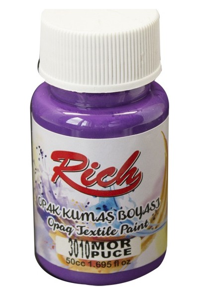 Rich Rich Opak Kumaş Boyası 50CC 3010 Mor Rich Rich Opak Kumaş Boyası 50CC 3010 Mor