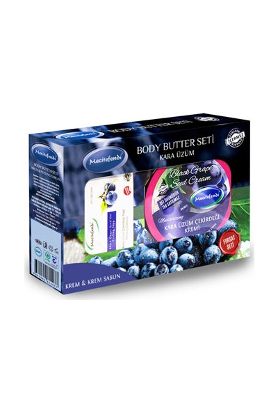 Mecitefendi Kara Üzüm Çekirdeği Kremi + Kara Üzüm Çekirdeği Peeling Sabun Seti 200 ml + 100 gr
