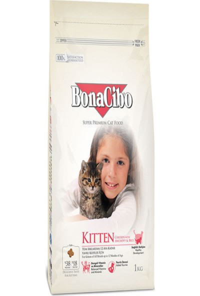 Bonacibo Kitten Tavuklu ve Hamsili Kuru Kedi Maması 1,5 Kg Bonacibo Kitten Tavuklu ve Hamsili Kuru Kedi Maması 1,5 Kg