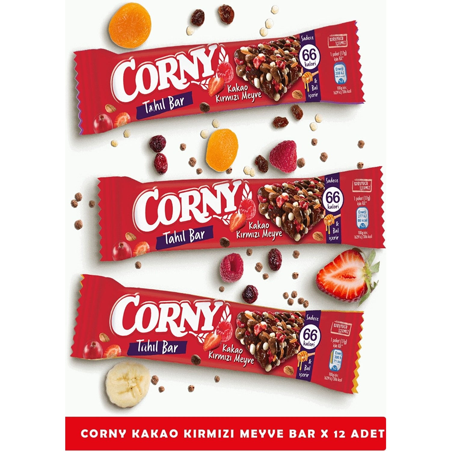 Corny Tahıl Bar Kakao ve Kırmızı Meyve 12 x 17 gr Fiyatı