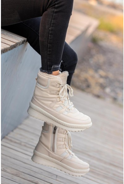 Aleza Shoes Su Geçirmez Bej Kadın Kar Botu Aleza Shoes Su Geçirmez Bej Kadın Kar Botu