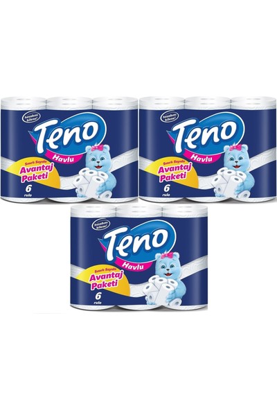 Teno Ultra Kağıt Havlu Çift Katlı 18'li Paket (3 Paket x 6) (Avantaj Paket Serisi) Teno Ultra Kağıt Havlu Çift Katlı 18'li Paket (3 Paket x 6) (Avantaj Paket Serisi)