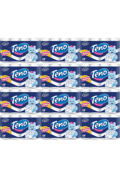 Teno Ultra Tuvalet Kağıdı Çift Katlı 192'LI Paket (12 Paket x 16) (Avantaj Paket Serisi) Teno Ultra Tuvalet Kağıdı Çift Katlı 192'LI Paket (12 Paket x 16) (Avantaj Paket Serisi)