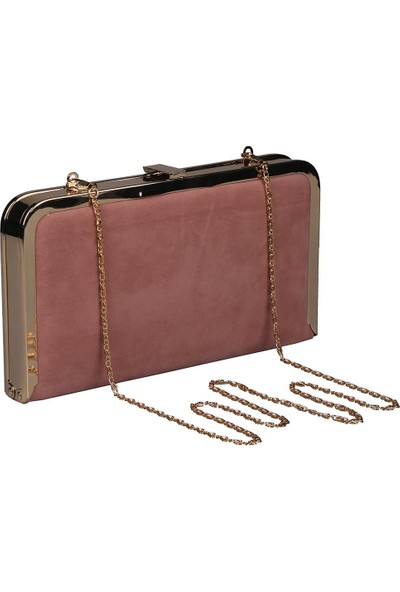 Modeva Zincir Askılı Kadın Abiye Çanta Pudra