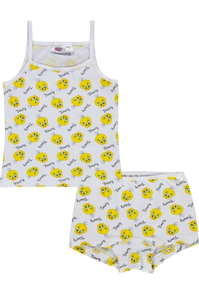 Tweety Kız Çocuk Iç Çamaşır Takımı 2-8 Yaş Beyaz