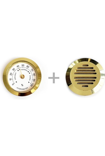 OEM Metal Humidor Higrometresi ve Nemlendirici Haznesi Seti Sarı OEM Metal Humidor Higrometresi ve Nemlendirici Haznesi Seti Sarı