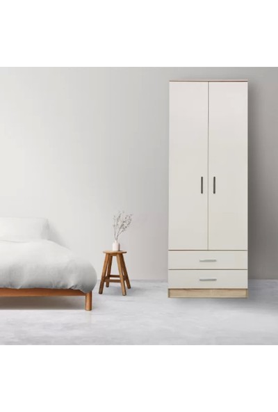 Karen Banyo 2 Kapaklı Gardrop Sonomo Meşe Beyaz