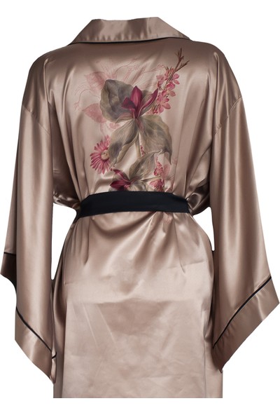 Mita Concept Sütlü Kahve Siyah Biyeli Yarasa Kol Sabahlık