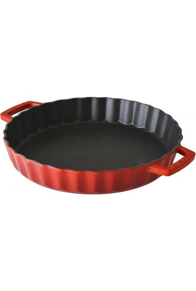 Lava Döküm Yuvarlak Tepsi Kırmızı 30 cm