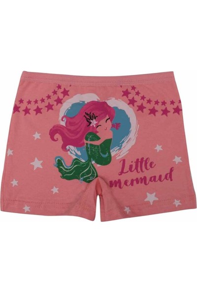 Deniz Kızı Baskılı Likraklı Kız Çocuk Boxer 5023 | Yavruağzı