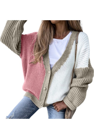 Peighusill Ovrsize Düz Renk Kazak - Pembe (Yurt Dışından)