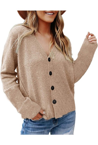 Peighusill Düz Renk Kazak - Haki (Yurt Dışından) Peighusill Düz Renk Kazak - Haki (Yurt Dışından)