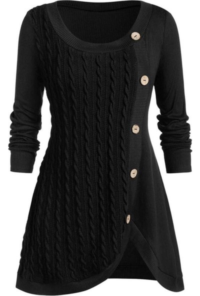 Peighusill Düz Renk Kazak - Siyah (Yurt Dışından)