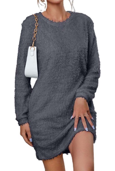 Peighusill Yuvarlak Yaka Örgü Kazak - Koyu Gri (Yurt Dışından) Peighusill Yuvarlak Yaka Örgü Kazak - Koyu Gri (Yurt Dışından)