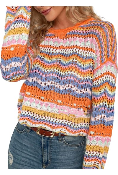 Peighusill Oversize Yuvarlak Yaka Kazak - Turuncu (Yurt Dışından) Peighusill Oversize Yuvarlak Yaka Kazak - Turuncu (Yurt Dışından)