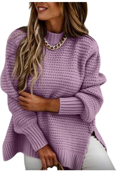 Peighusill Yuvarlak Yaka Örgü Kazak - Mor (Yurt Dışından) Peighusill Yuvarlak Yaka Örgü Kazak - Mor (Yurt Dışından)