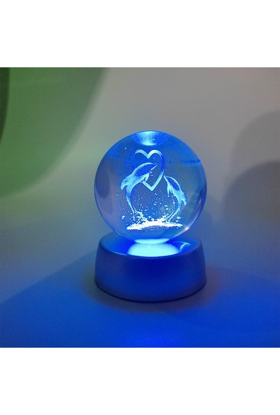 Sevimli Yunuslar Tasarım Işıklı Renk Değiştiren Cam Küre Sevimli Yunuslar Tasarım Işıklı Renk Değiştiren Cam Küre